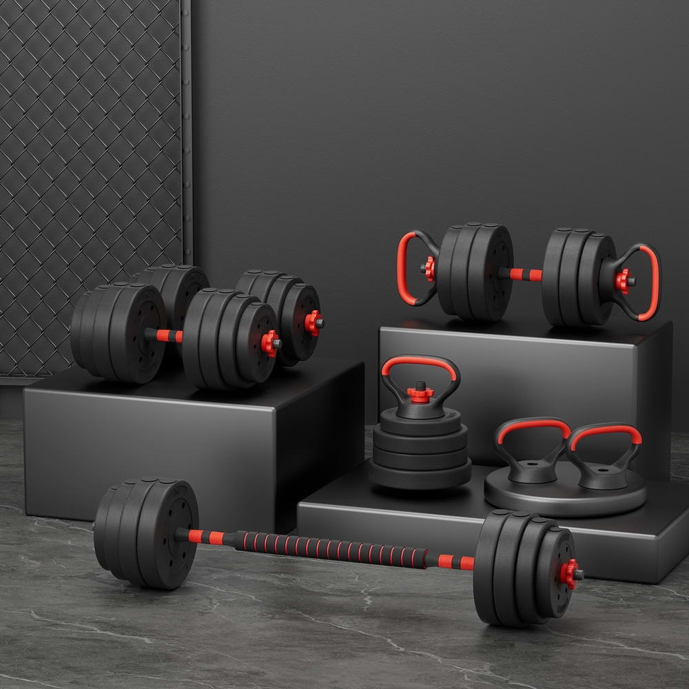 Everfit 40kg Adjustable Dumbbells Set Kettle Bell Weight Plates ...